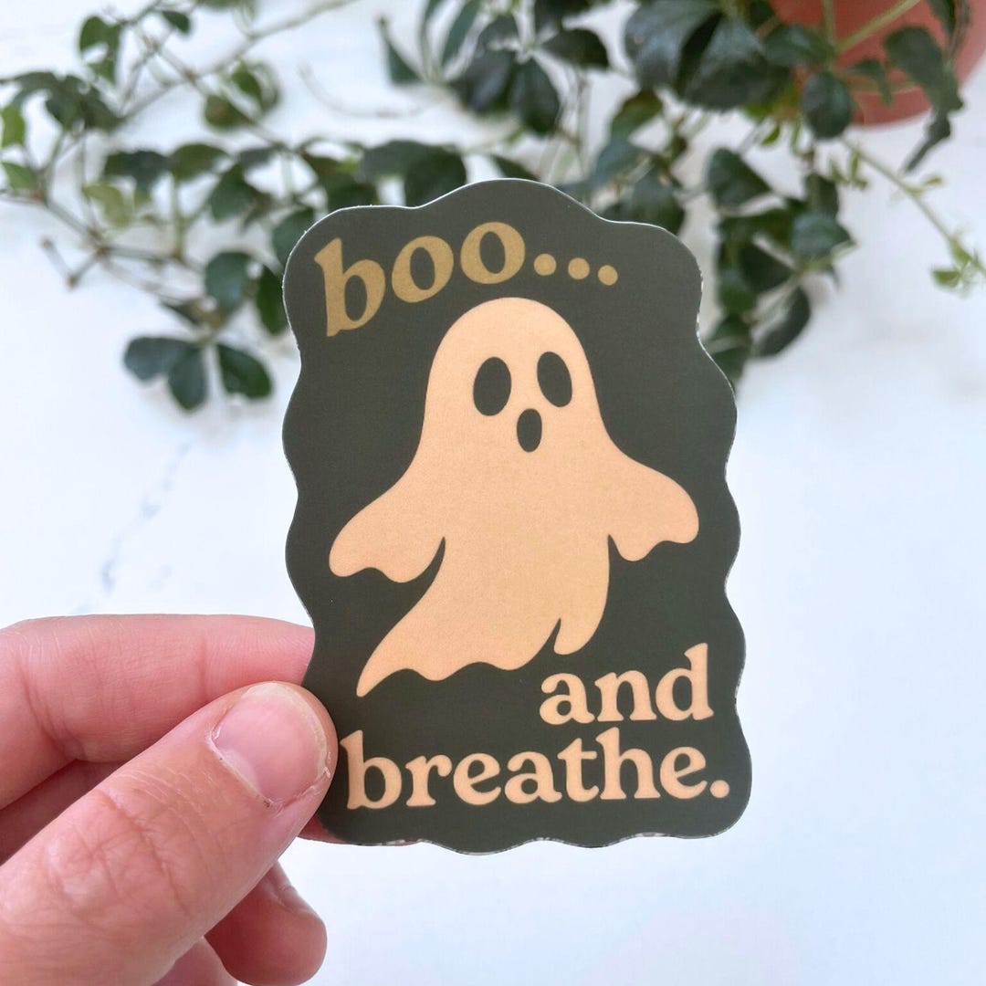 Cute Halloween Ghost Sticker – Boo and Breathe, Yoga Vinyl Decal - Etsy