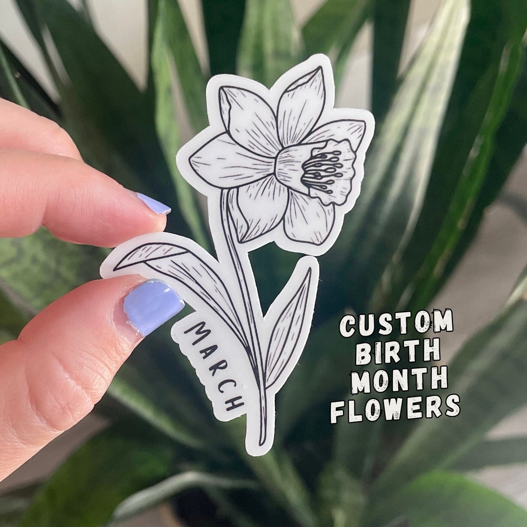 Custom Birth Month Flower Sticker, Birth Month Birthday Gift ...