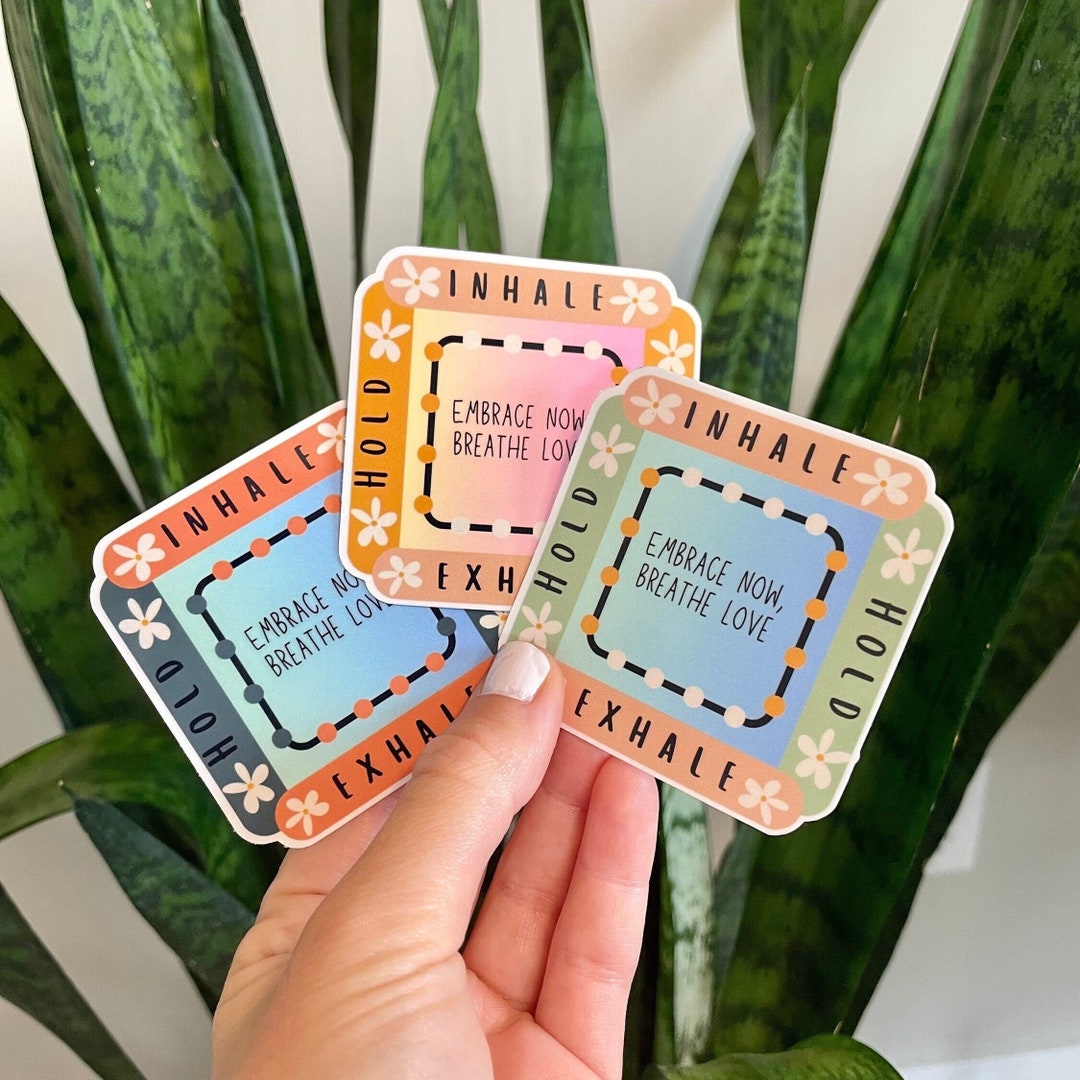 Box Breathing Anxiety Stickers, Mindfulness Reminder Sticker, Square ...