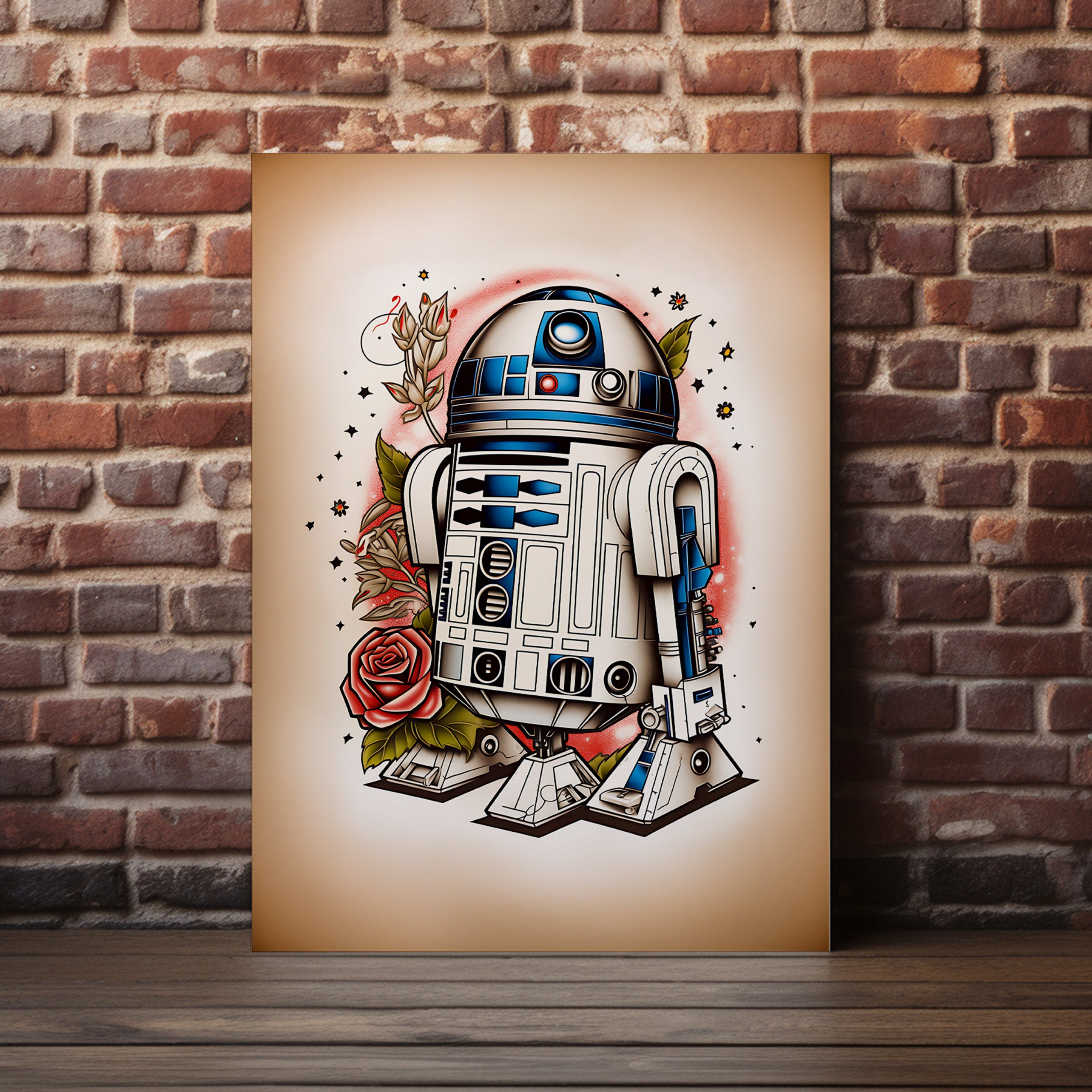 R2-D2 Droid Traditional Tattoo Flash Art Print Star Wars - Etsy