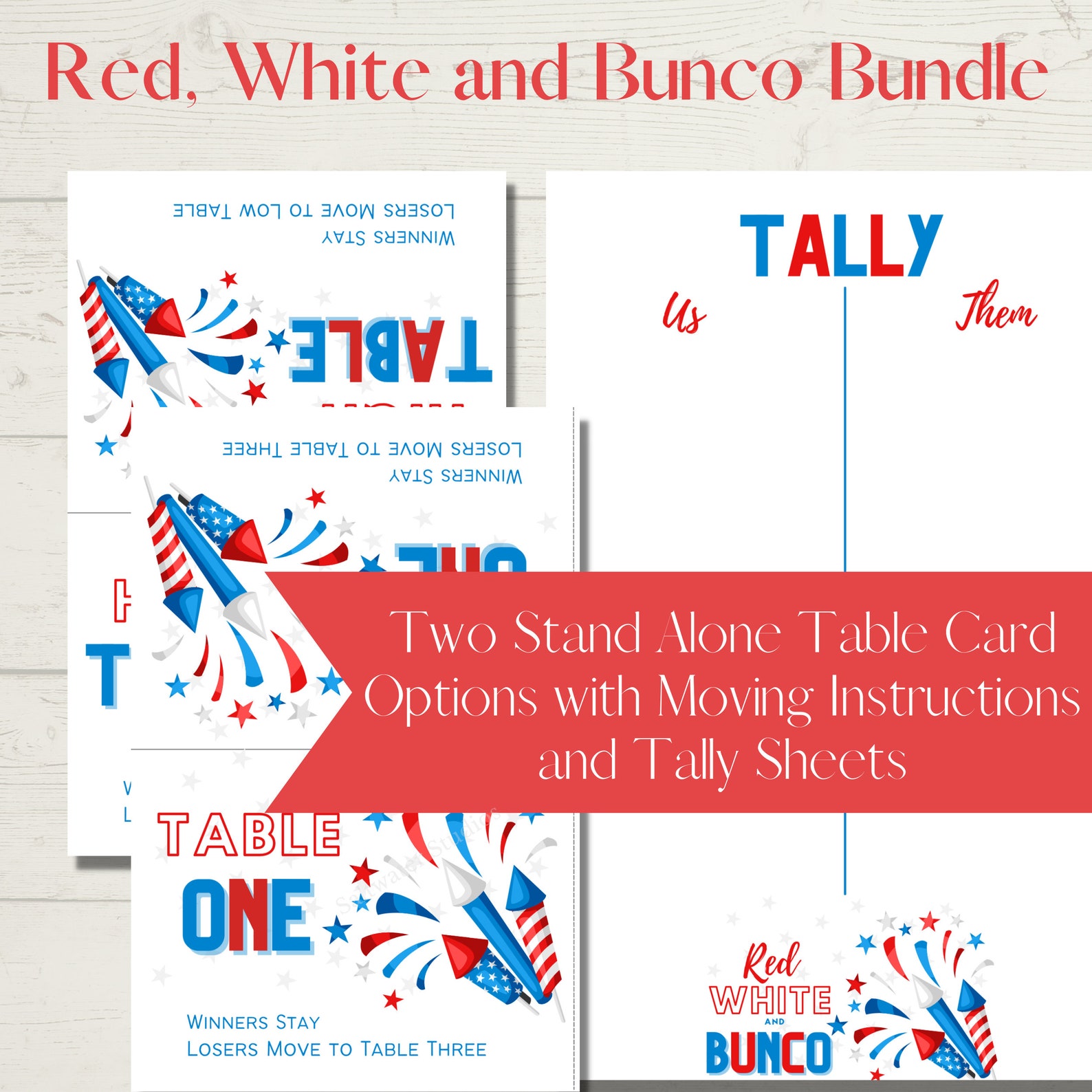 Red, White, and Bunco Score Sheet Bundle (digital Download) - Etsy