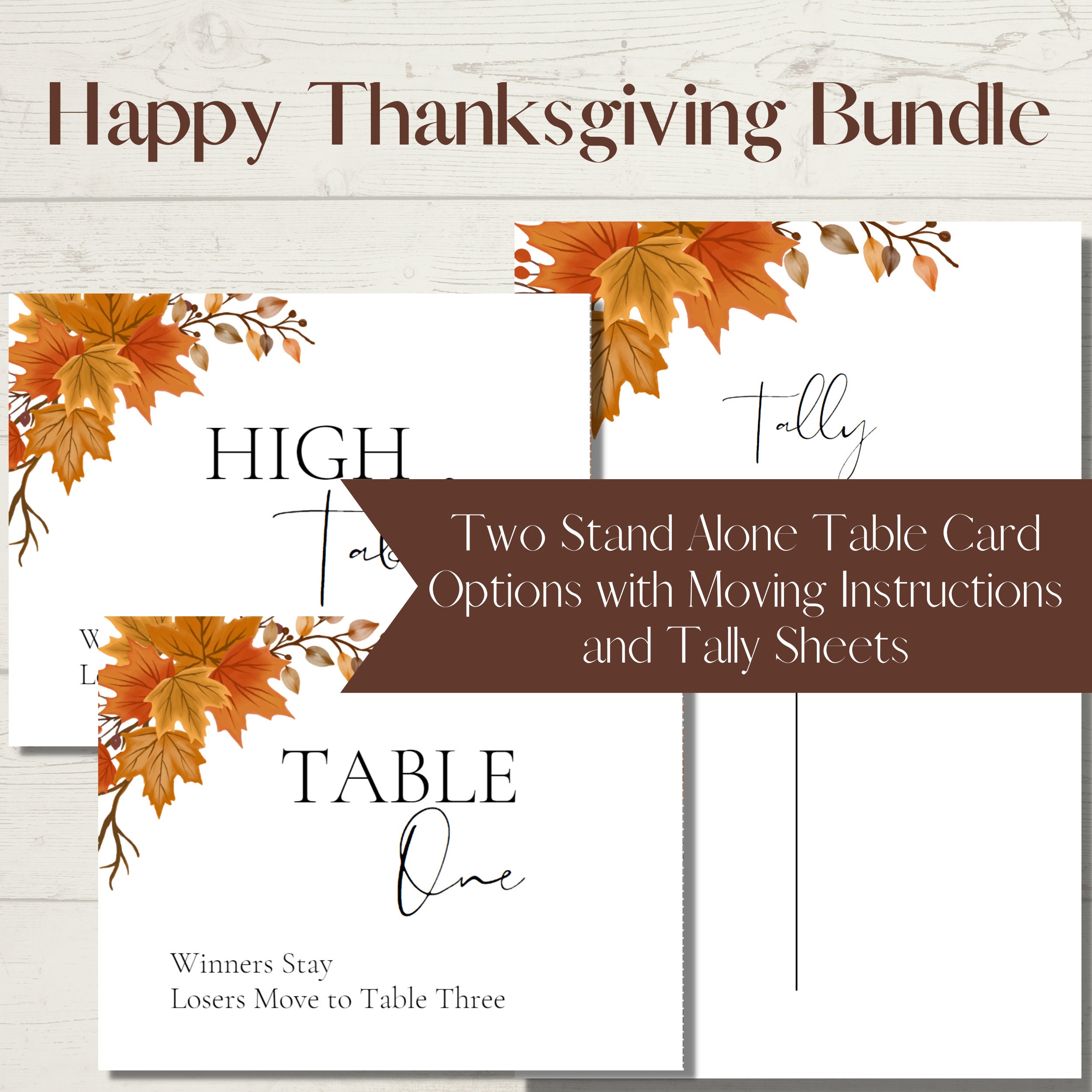 Thanksgiving Bunco Score Sheet Bundle: Autumn Leaves (digital Download ...