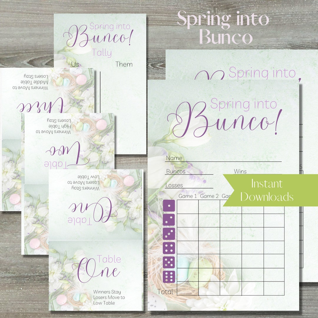 Spring Into Bunco Score Sheet Bundle - Score Cards, Tally Sheets and ...