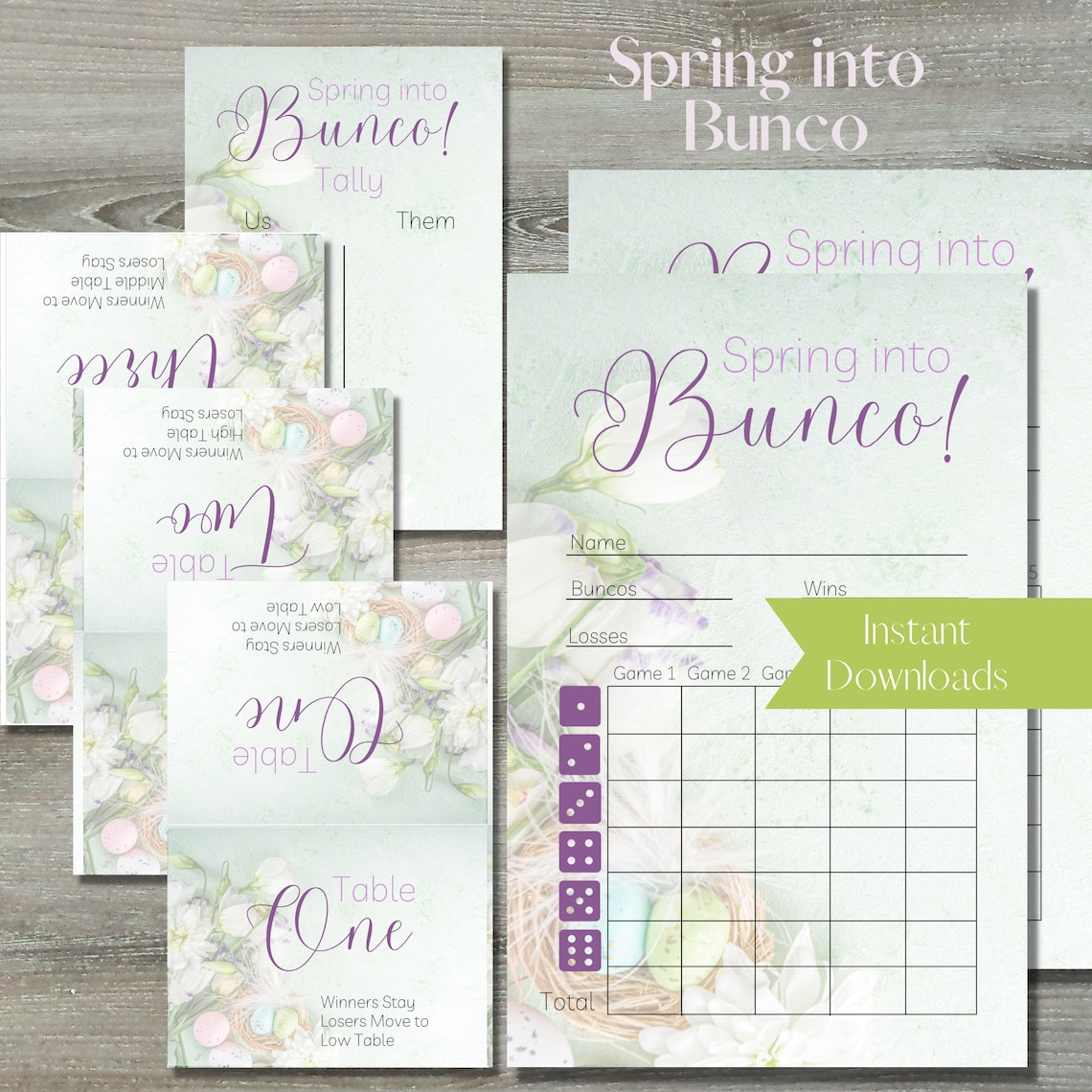 Spring Into Bunco Score Sheet Bundle - Score Cards, Tally Sheets and ...