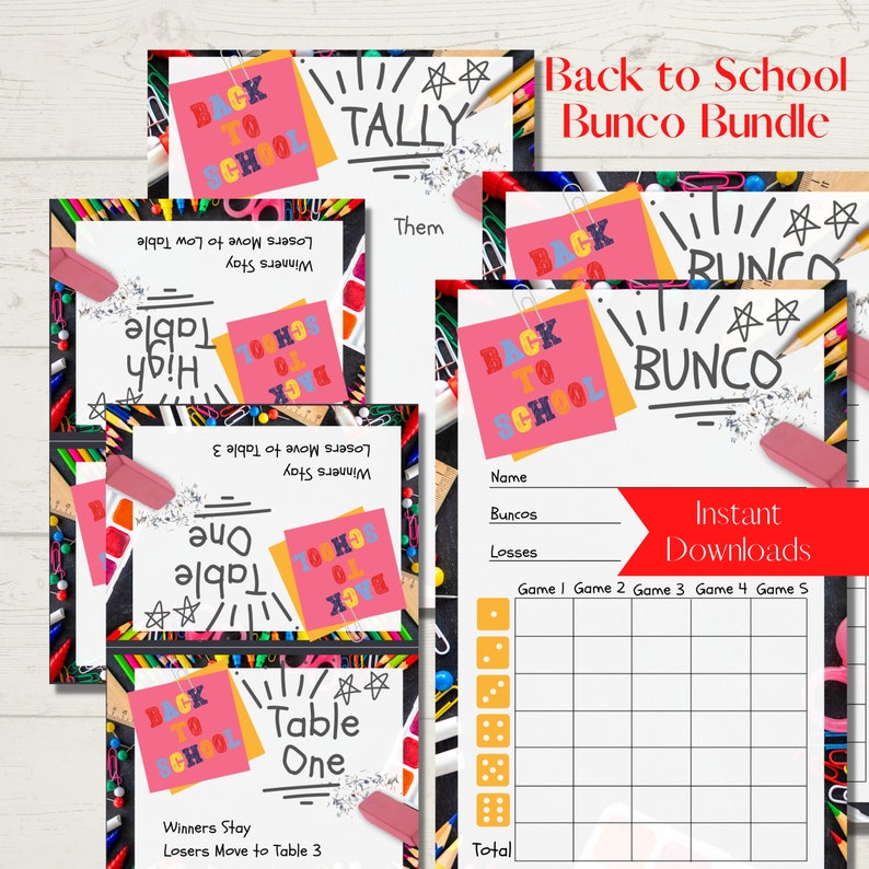 Back to School Printable Bunco Score Sheet Bundle Score - Etsy