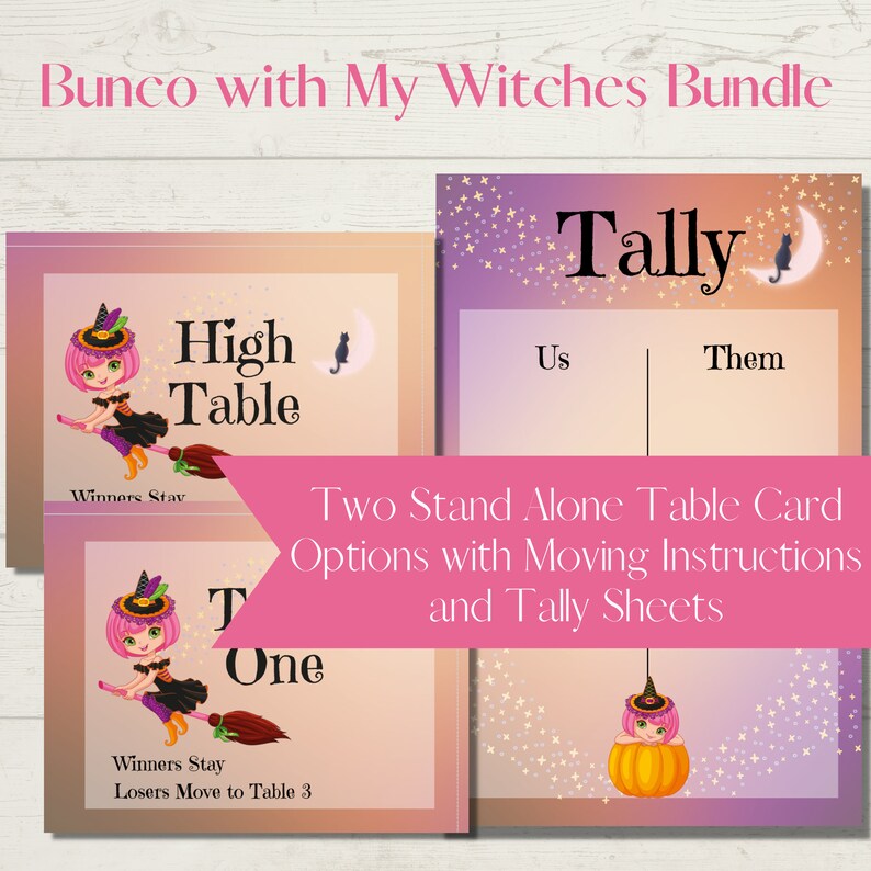 Bunco With My Witches Printable Bunco Score Sheet Bundle - Score Cards ...