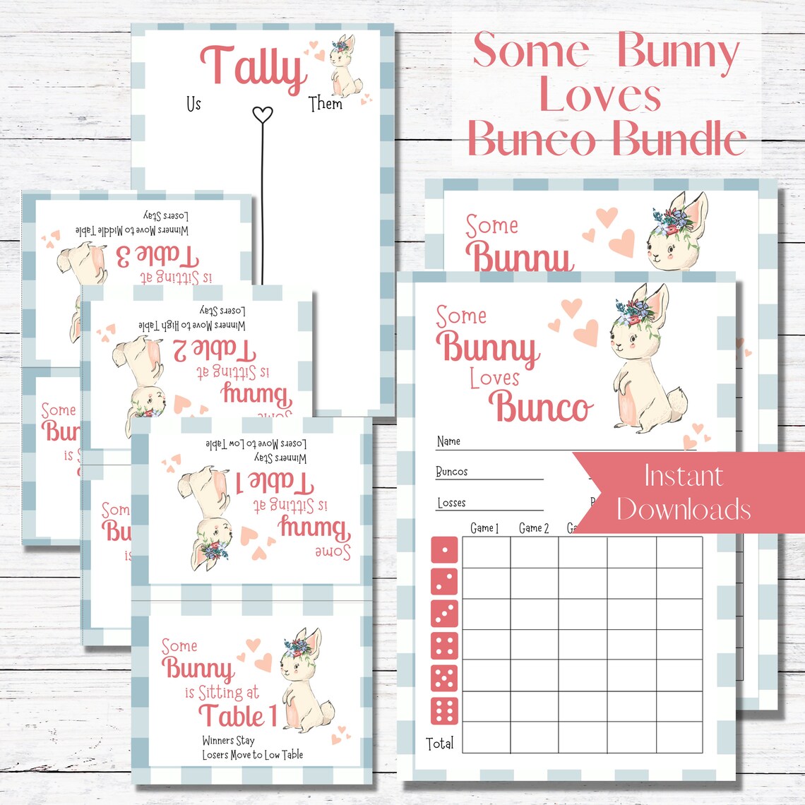 Some Bunny Loves Bunco - Bunco Score Sheet Bundle - Score Cards, Tally ...