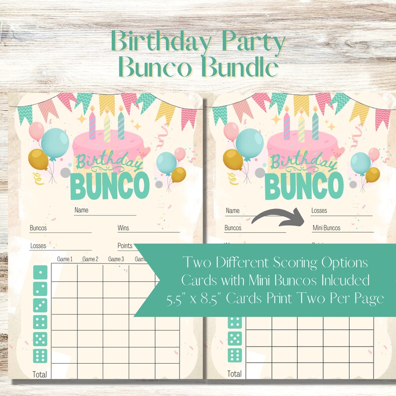 Birthday Cake Bunco Score Sheet Bundle: Printable Party Game (digital ...