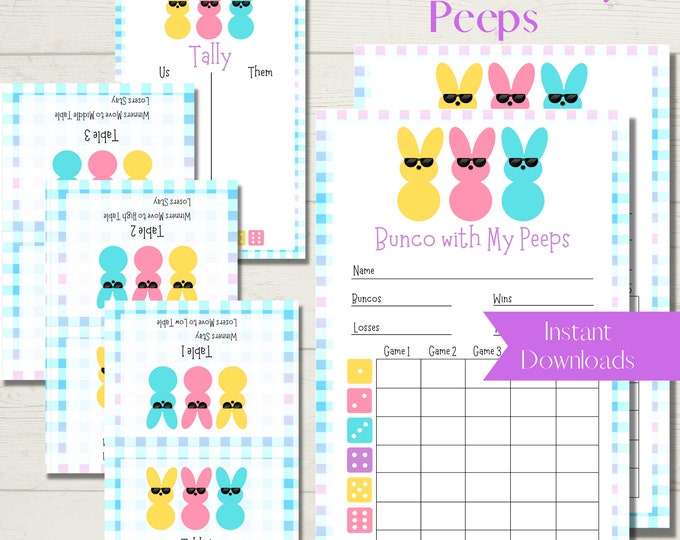 Buy 2 Get 1 Free Complete Set Easter PEEPS Bunco Score Card Sheet Table ...