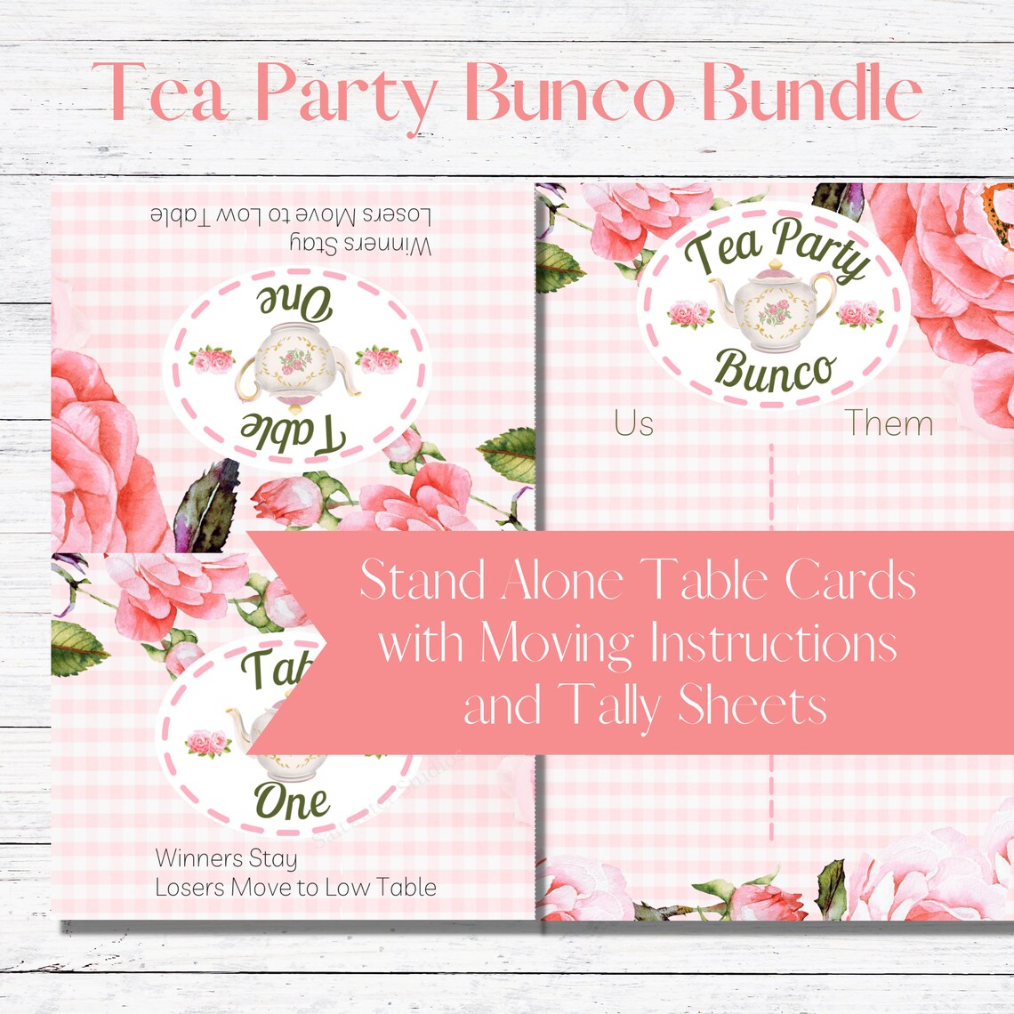 Tea Party Bunco Score Sheet Bundle - Score Cards, Tally Sheets and ...