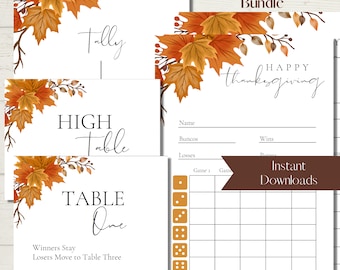 Happy Thanksgiving Turkey Printable Bunco Score Sheet Bundle - Score ...