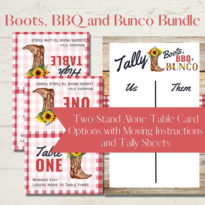 Boots, BBQ and Bunco Printable Bunco Score Sheet Bundle - Score Cards ...