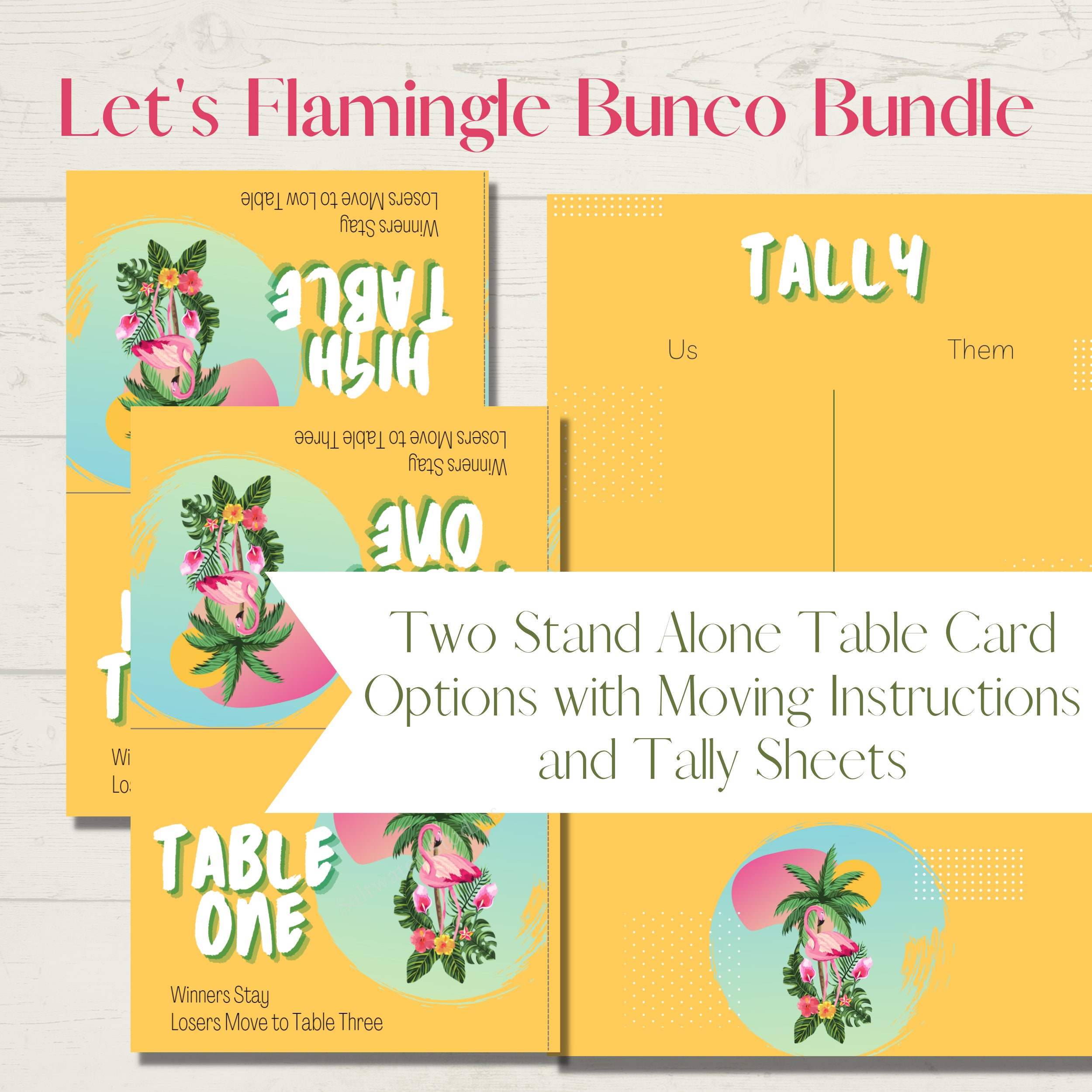 Let's Flamingle Printable Bunco Score Sheet Bundle - Score Cards, Tally ...
