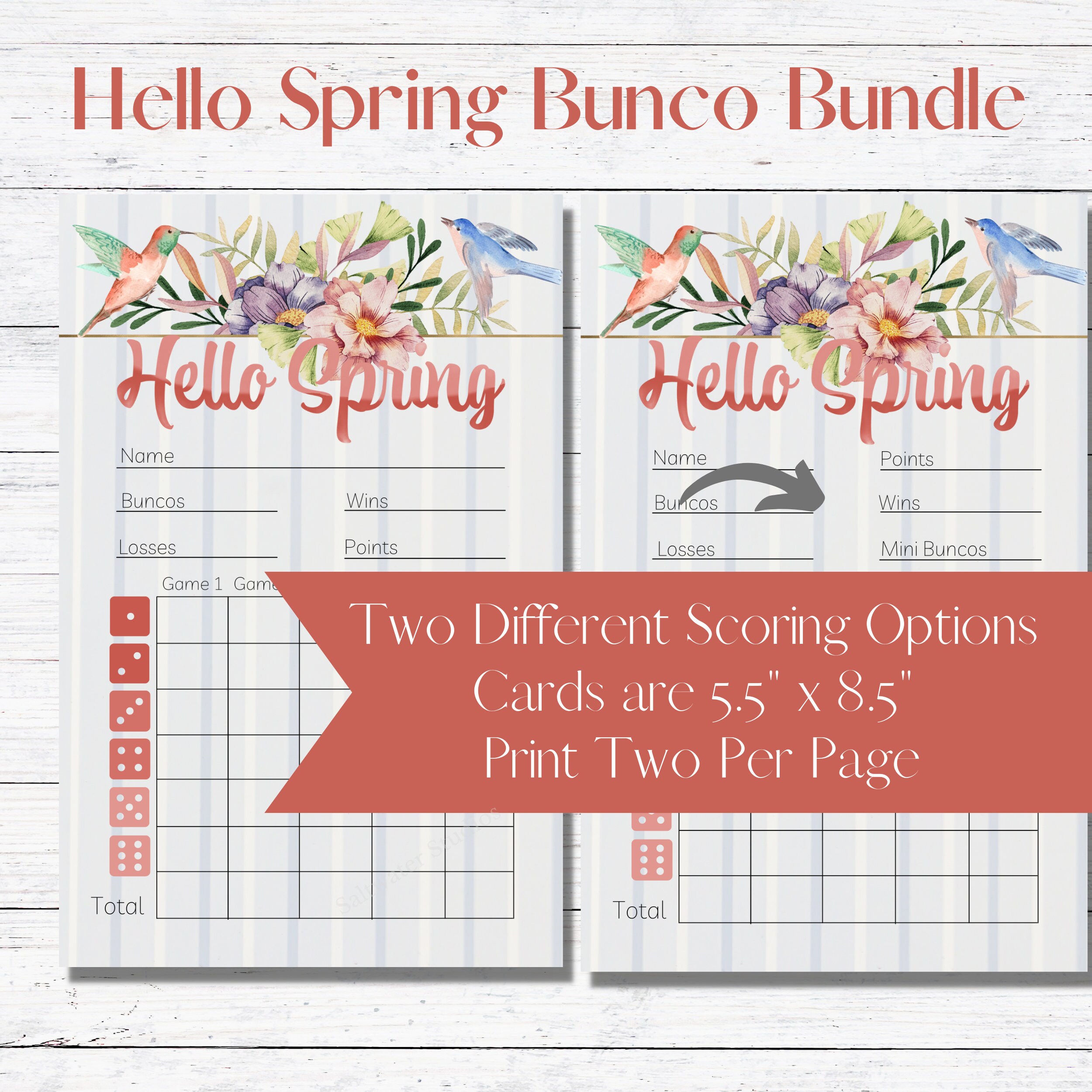 Hello Spring Bunco Score Sheet Bundle - Score Cards, Tally Sheets and ...