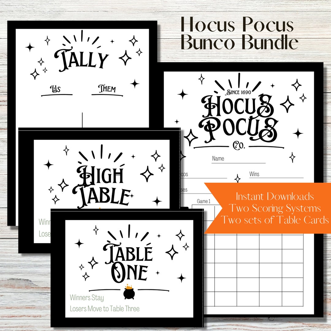 Hocus Pocus Printable Bunco Score Sheet Bundle - Score Cards, Tally ...