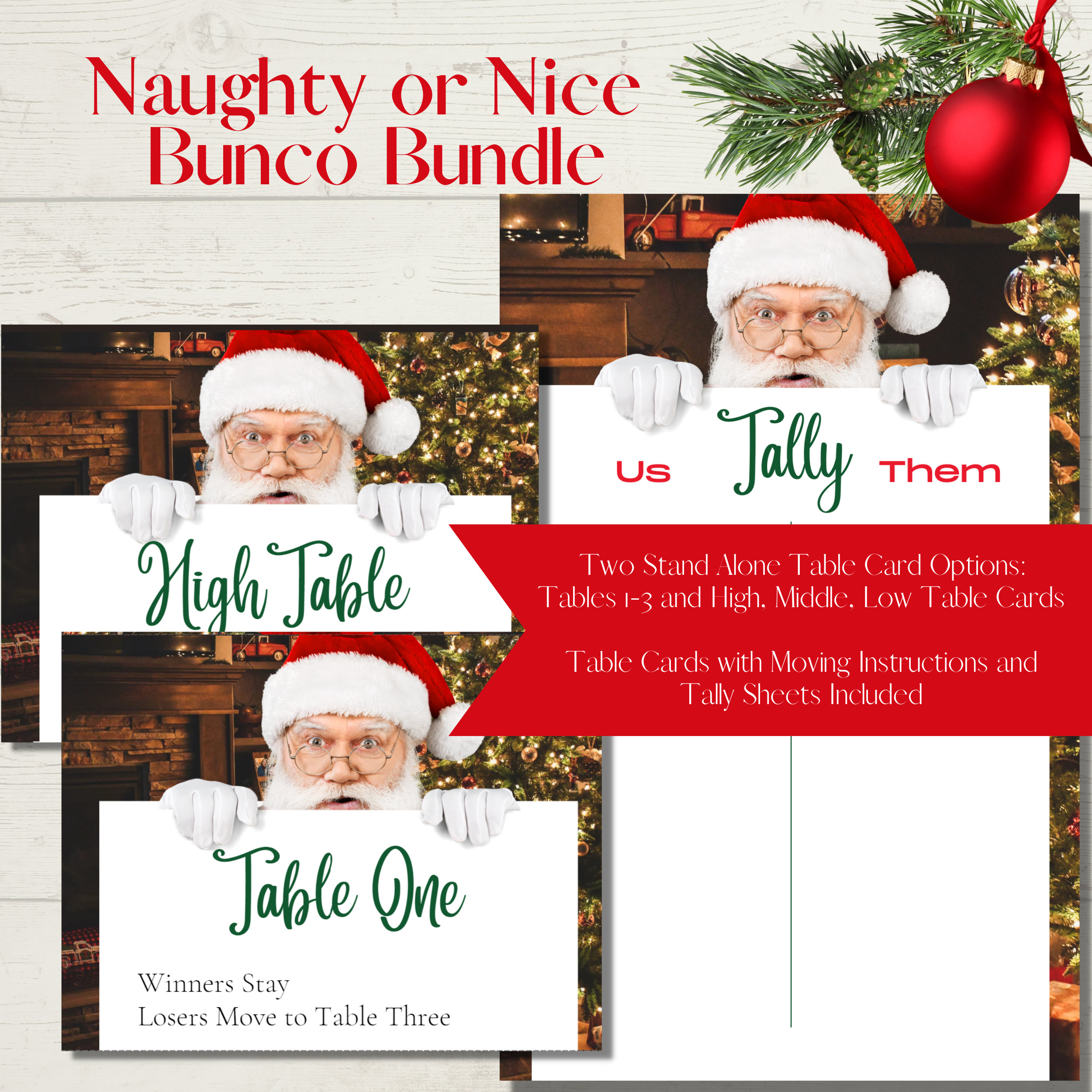Naughty or Nice Santa's List Printable Bunco Score Sheet Bundle Score ...