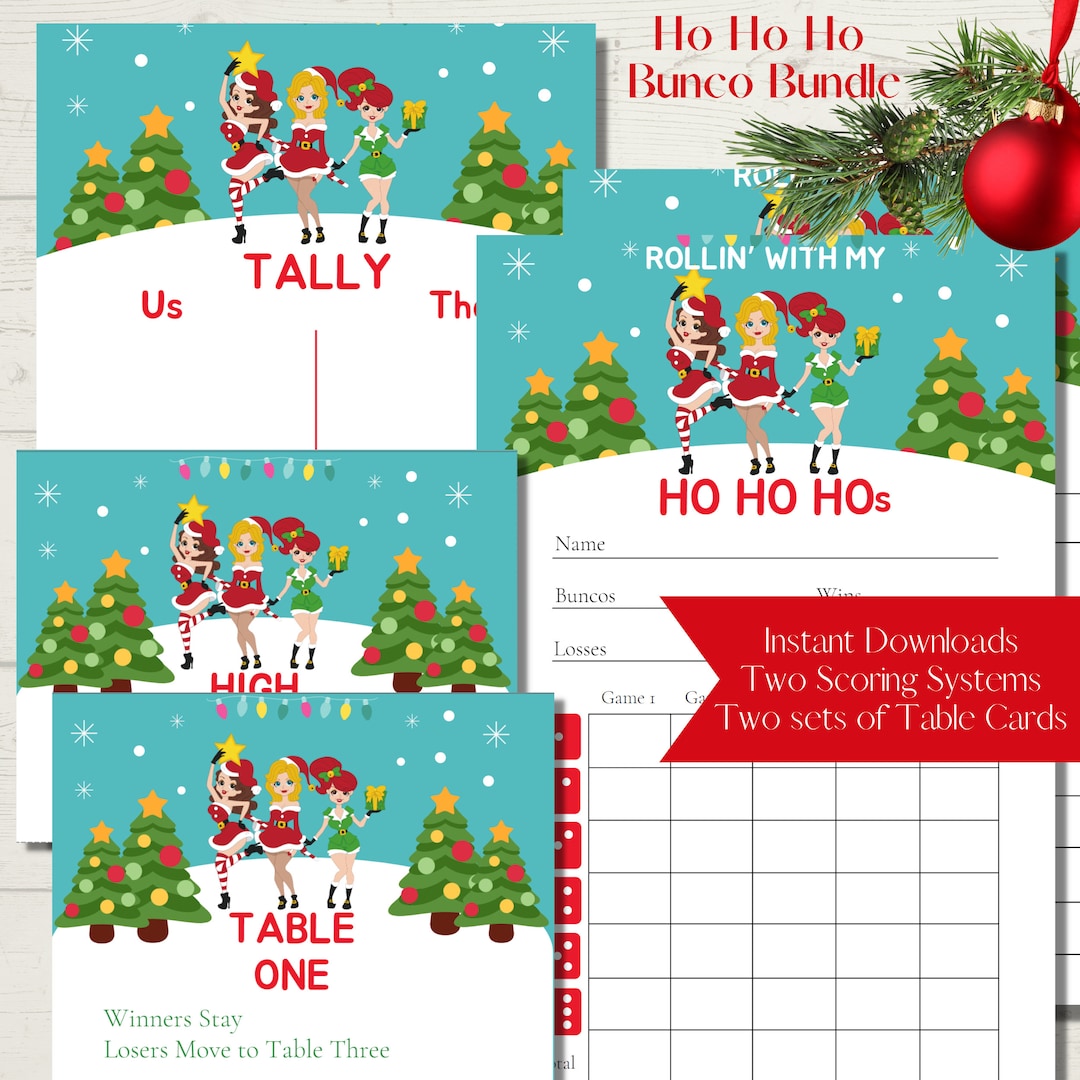 Ho Ho Ho - Rollin' With My Ho Ho Hos Printable Bunco Score Sheet Bundle ...