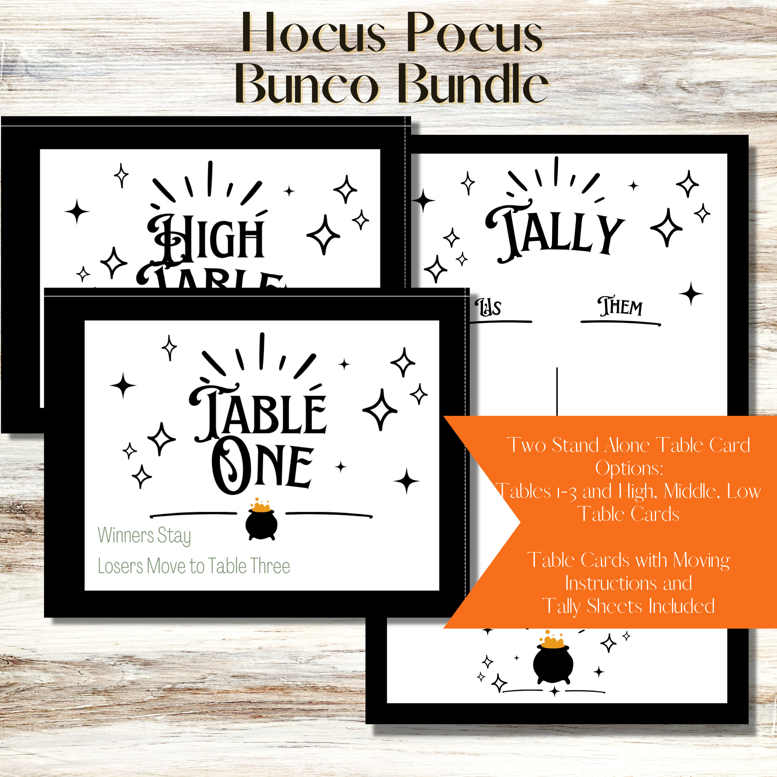 Hocus Pocus Printable Bunco Score Sheet Bundle Score Cards, Tally ...