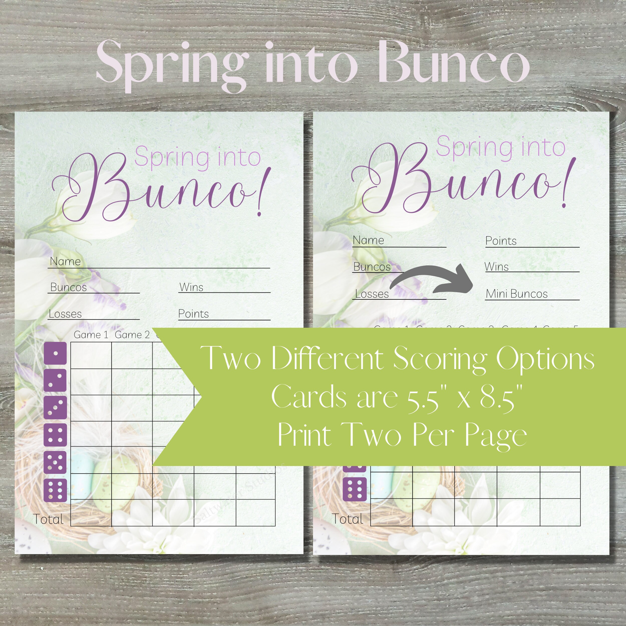 Spring Into Bunco Score Sheet Bundle - Score Cards, Tally Sheets and ...