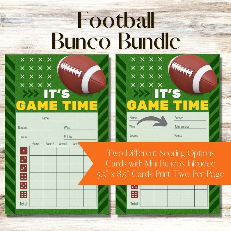 Football Bunco Score Sheet Bundle: Printable Score Cards (digital ...