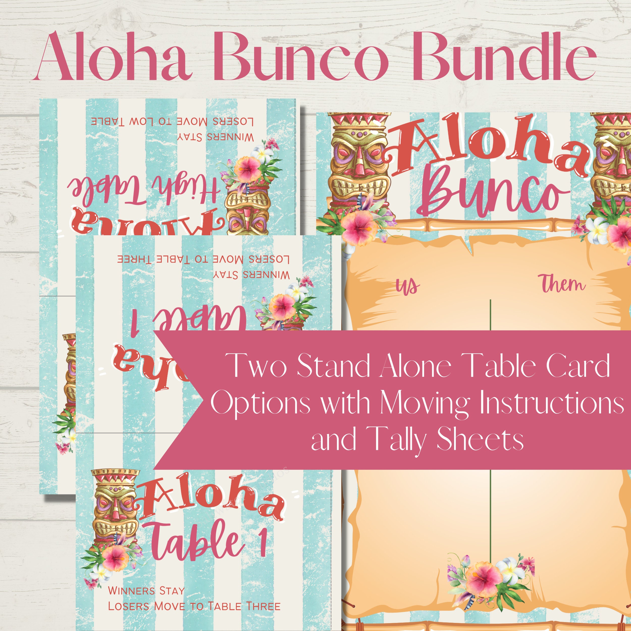 Aloha Bunco Tropical Hawaiian Luau Tiki Printable Bunco Score Sheet ...