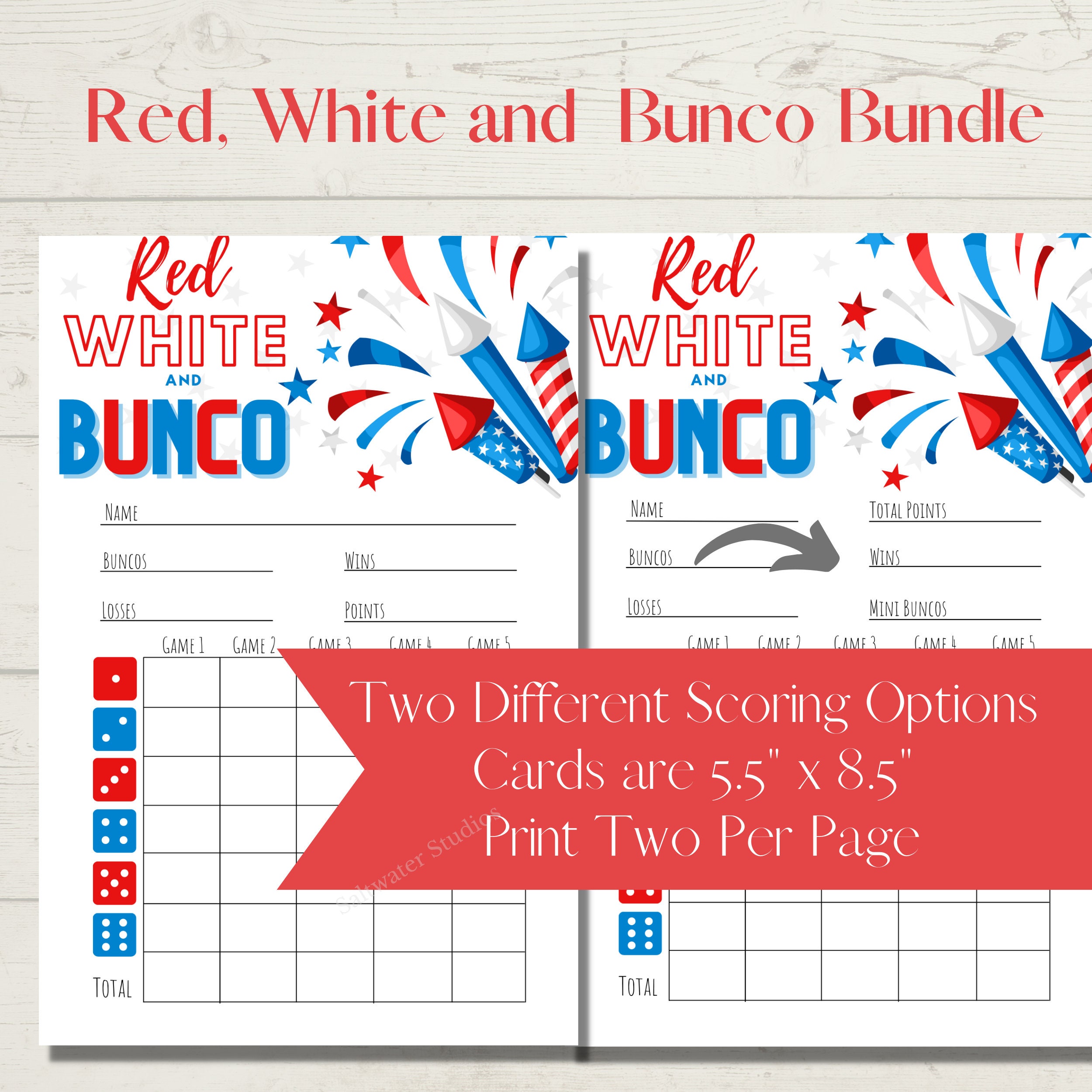 Red, White, and Bunco Score Sheet Bundle (digital Download) - Etsy