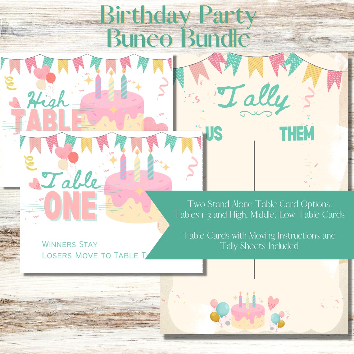 Birthday Cake Bunco Score Sheet Bundle: Printable Party Game (digital ...
