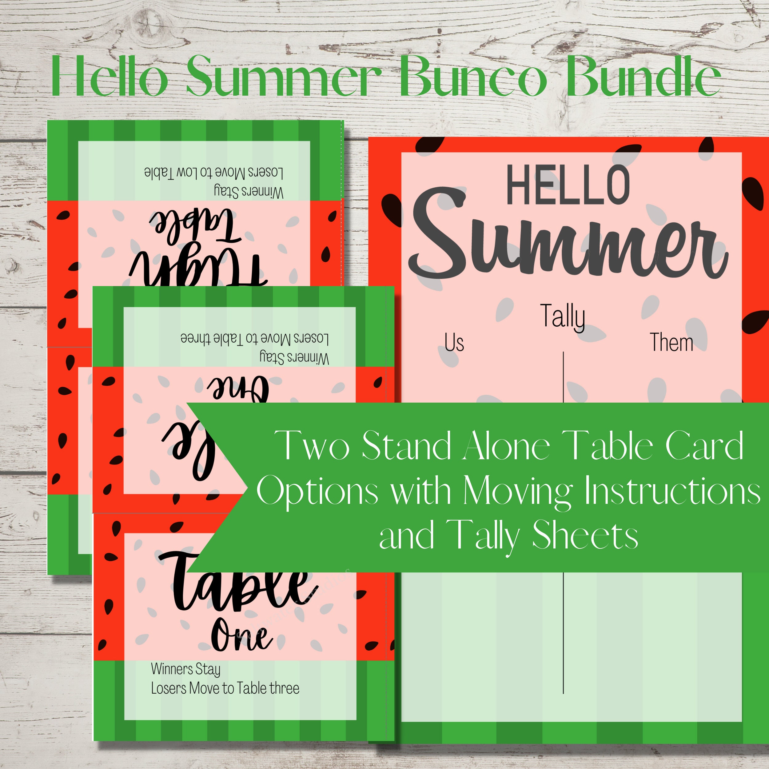 Hello Summer Watermelon Printable Bunco Score Sheet Bundle - Score ...