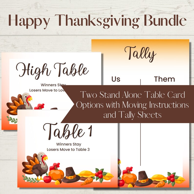 Happy Thanksgiving Turkey Printable Bunco Score Sheet Bundle - Score ...