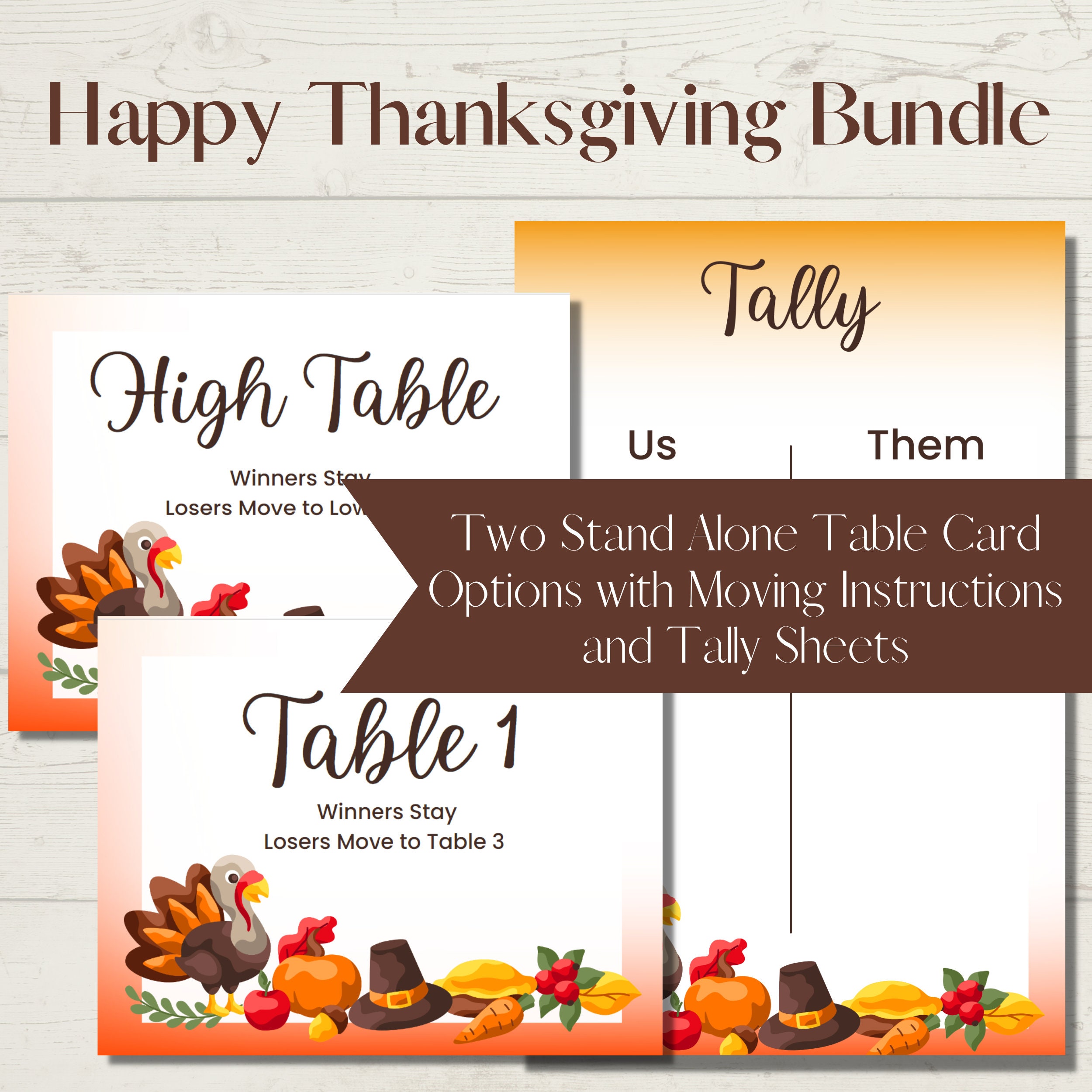 Happy Thanksgiving Turkey Printable Bunco Score Sheet Bundle - Score ...