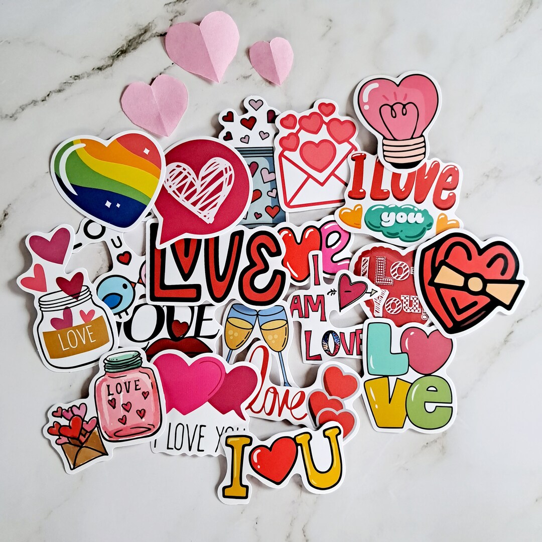 Vinyl Love Heart Sticker Pack| Pack of 5| Waterproof| Planner Stickers ...
