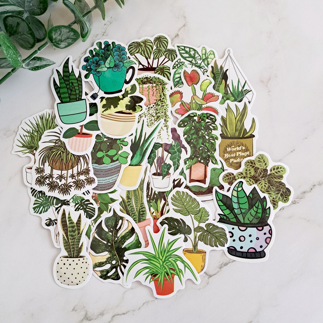 Waterproof Houseplant Sticker Pack| Pack of 5| Plant Planner Stickers ...