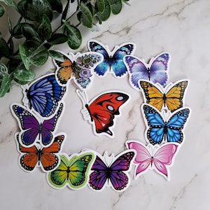 Vinyl Butterfly Sticker Pack| Pack of 5| Colorful Planner Stickers ...