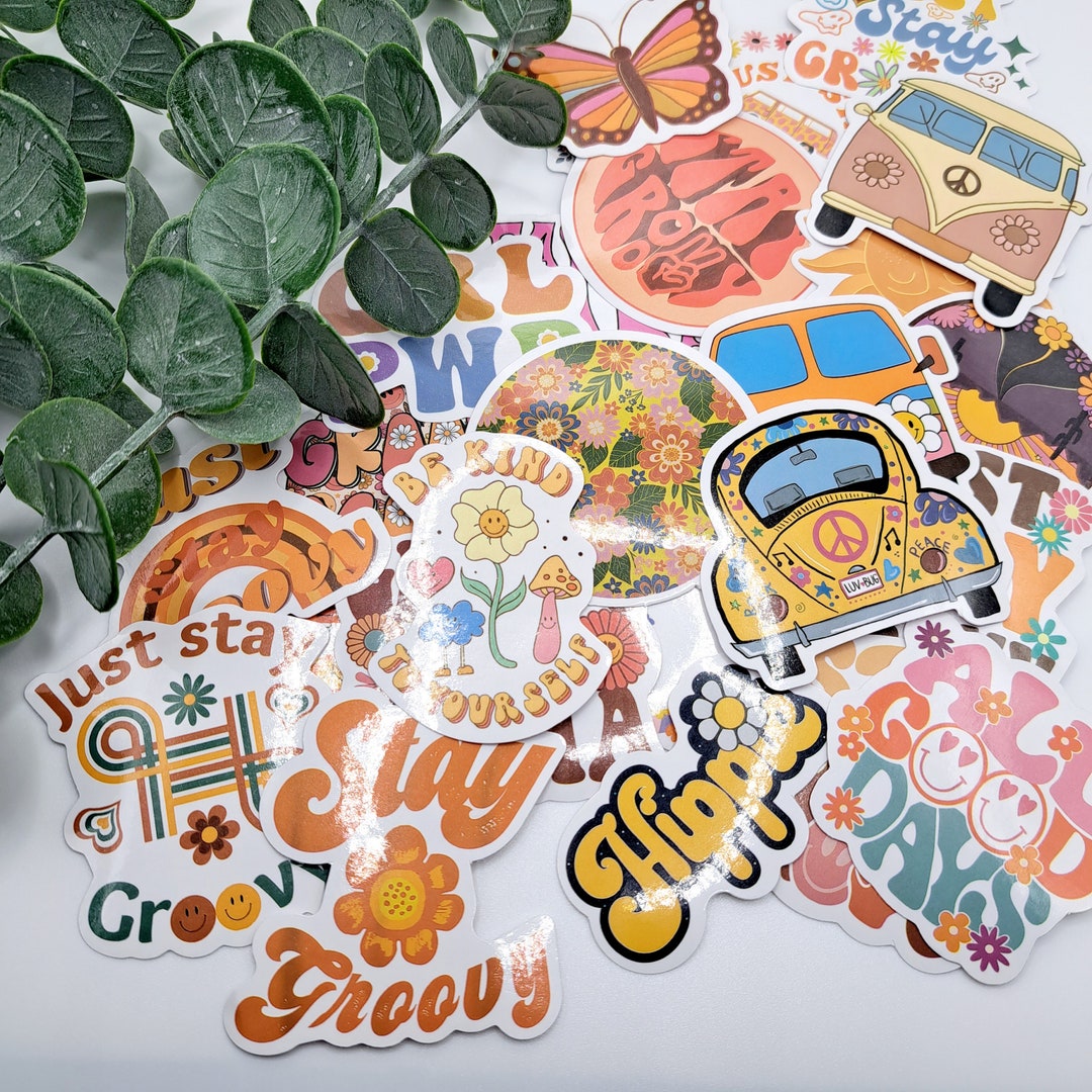 Boho Hippie Vinyl Sticker Bundle Groovy Stickers Planner Laptop Water ...