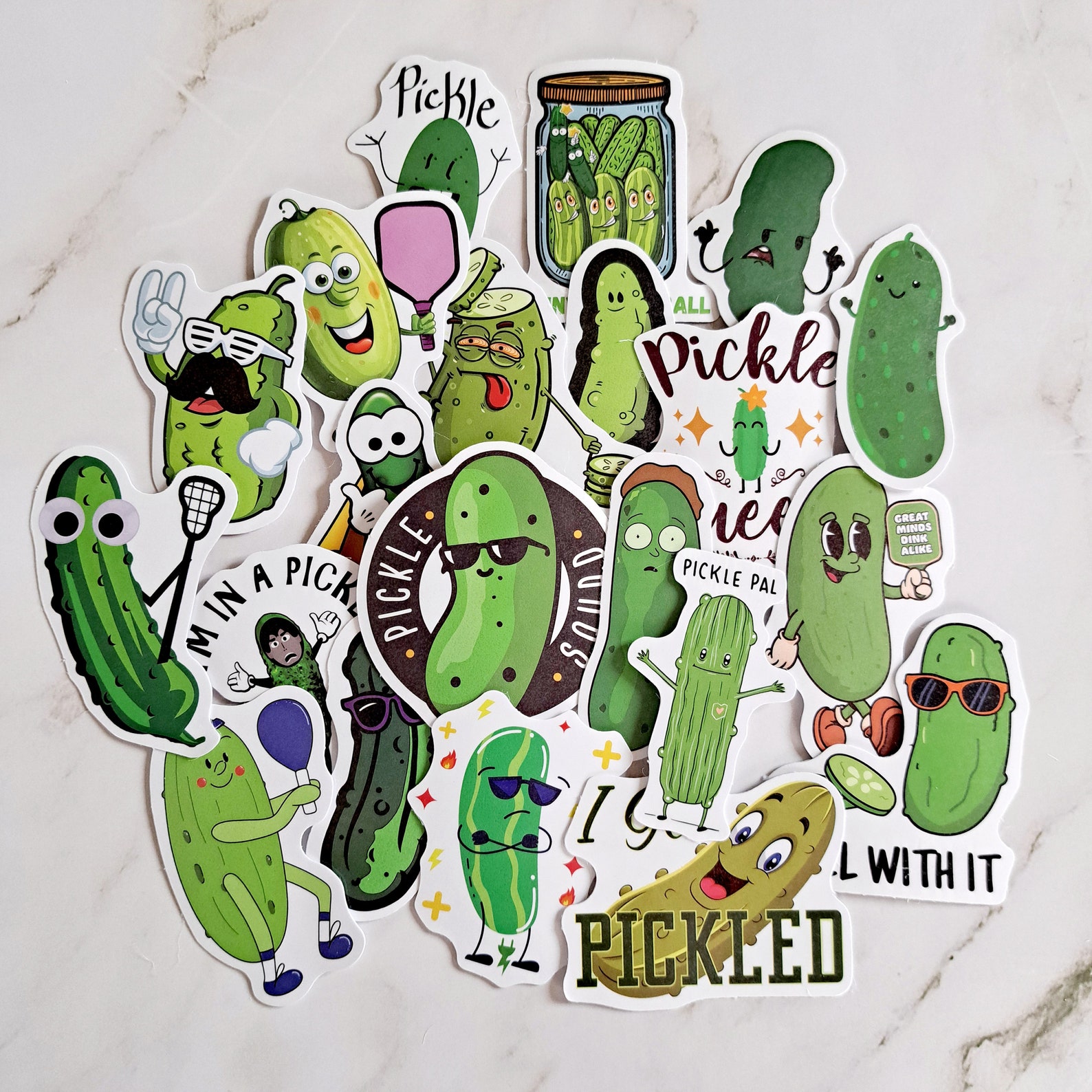 Fun Pickle Sticker Pack Pack of 5 Colorful Cartoon Pickle Stickers ...