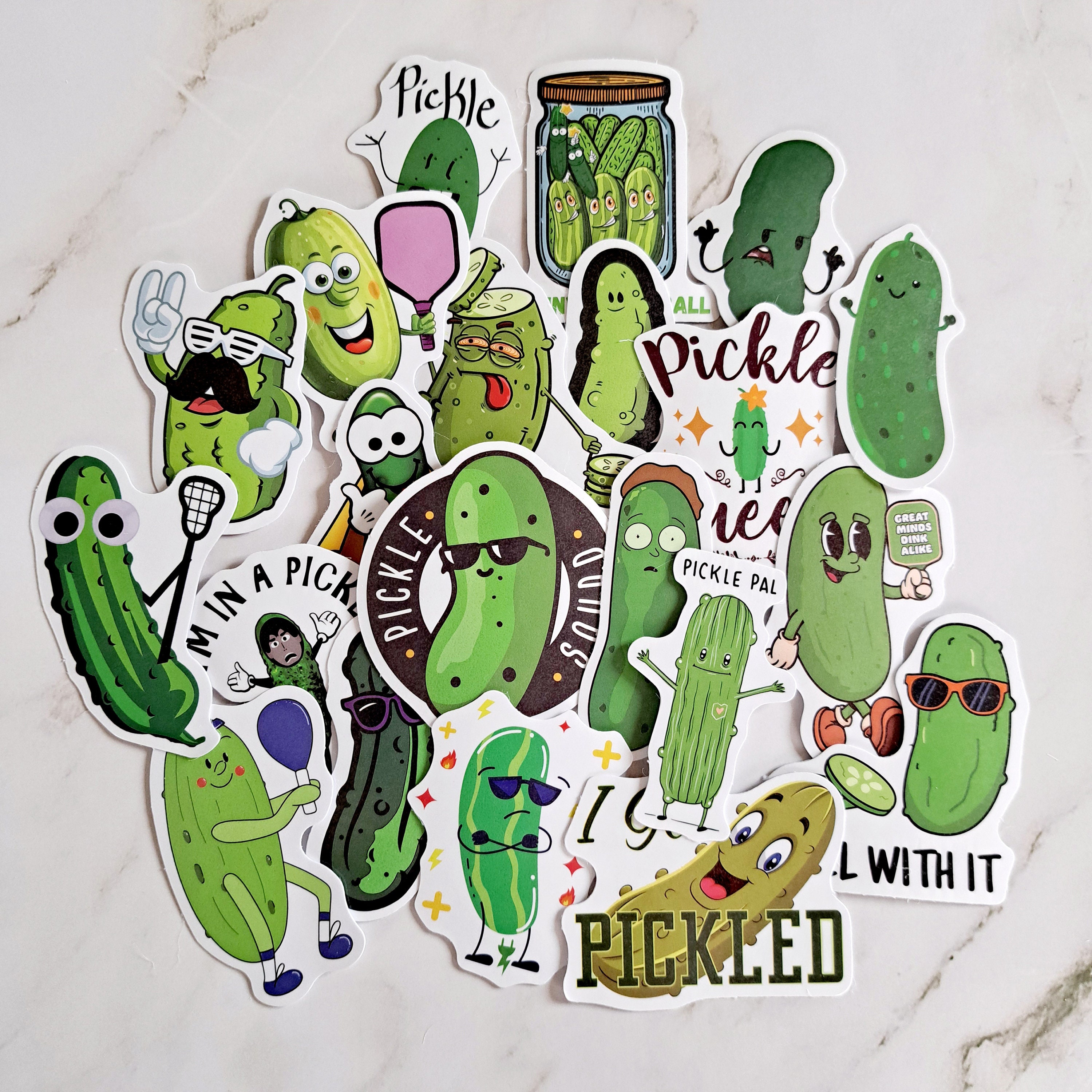 Fun Pickle Sticker Pack Pack of 5 Colorful Cartoon Pickle Stickers ...