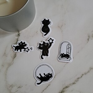 Cartoon Mini Black Cat Sticker Pack| Pack of 6| Notebook| Laptop - Etsy