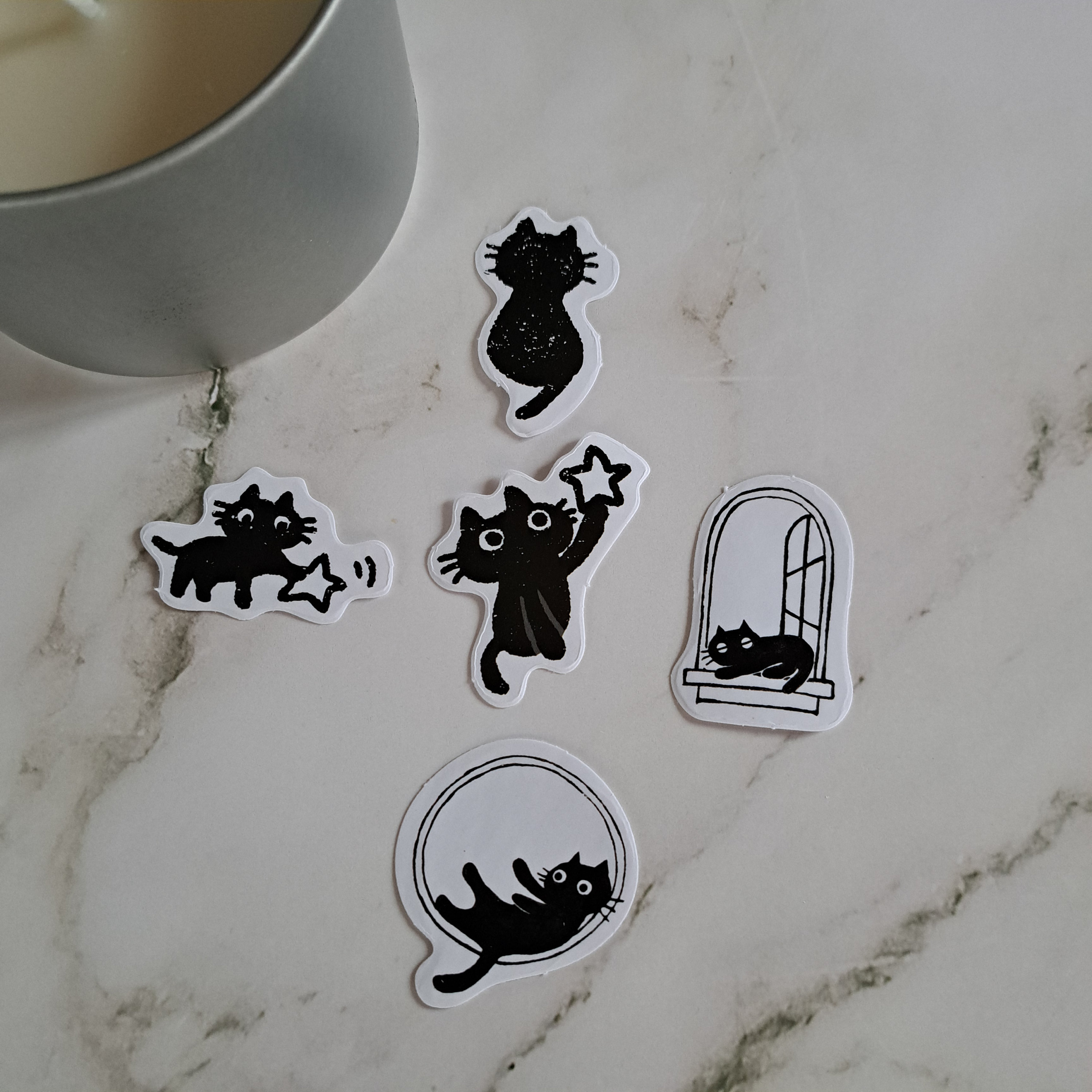 Cartoon Mini Black Cat Sticker Pack Pack of 6 Notebook Laptop - Etsy