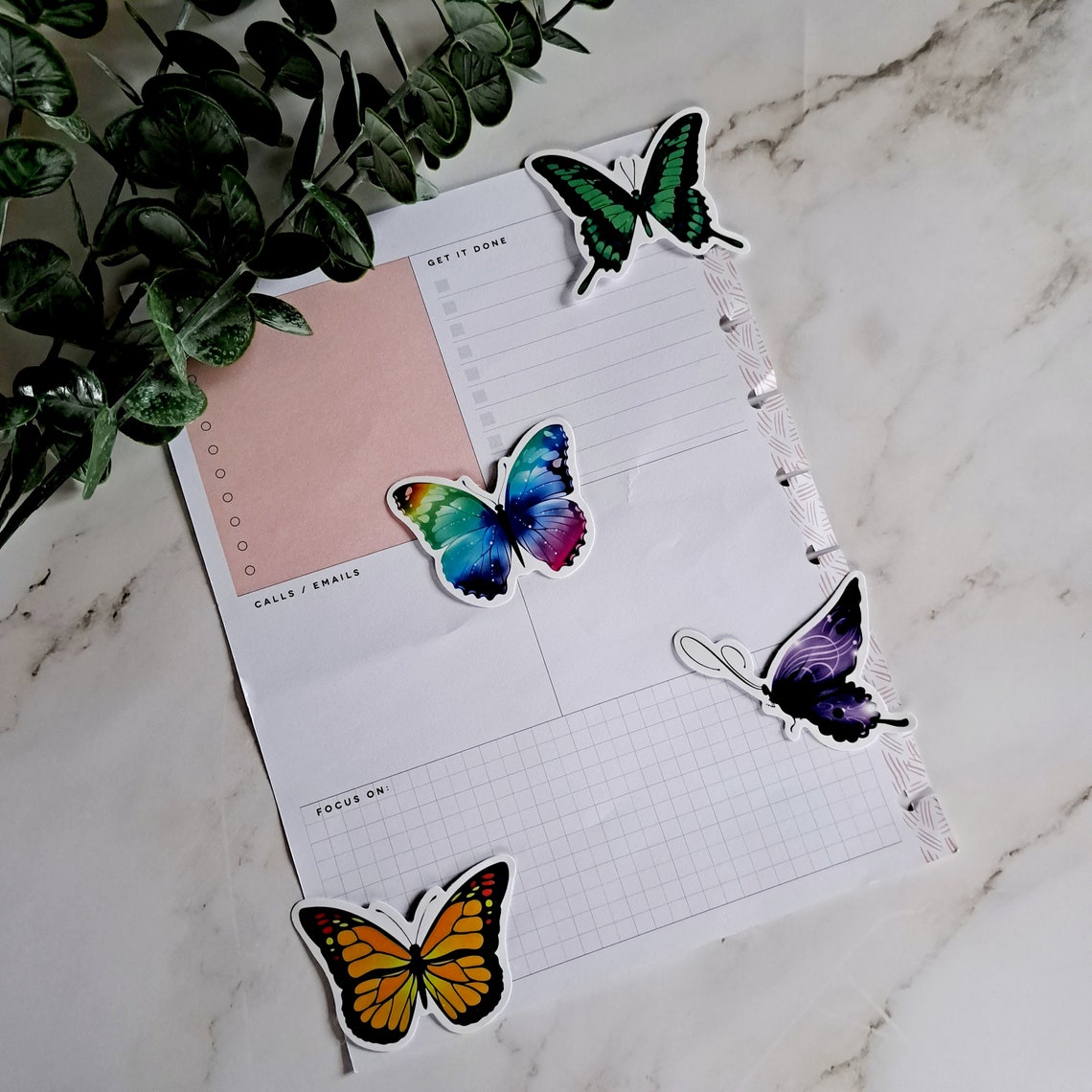 Vinyl Butterfly Sticker Pack Pack of 5 Colorful Planner Stickers Phone ...