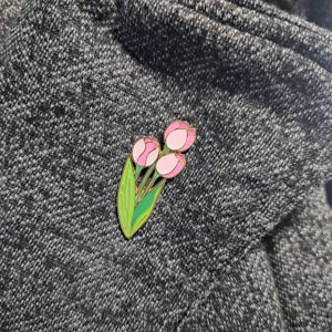 Pink Enamel Tulip Pin| Flower Accessory - Etsy