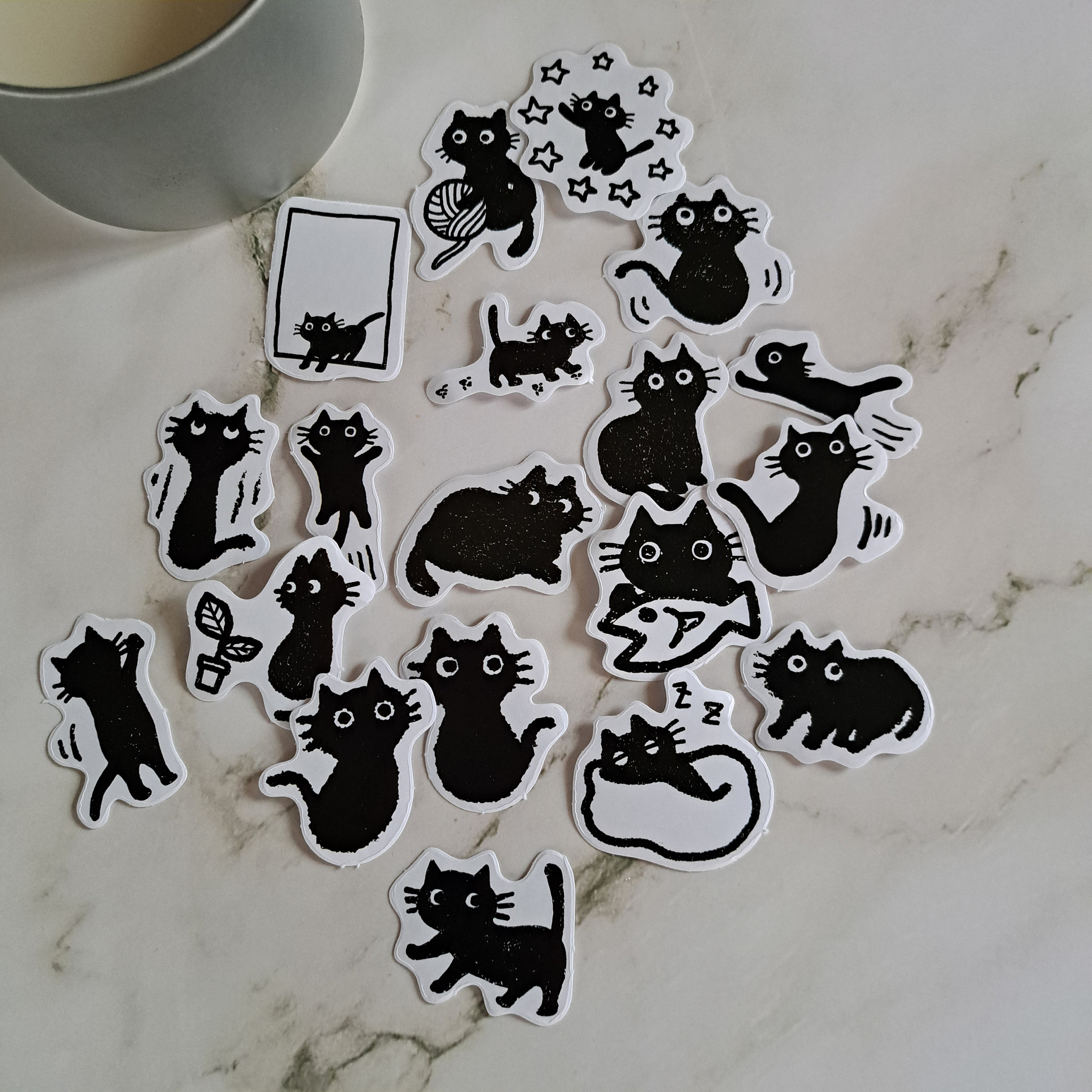 Cartoon Mini Black Cat Sticker Pack Pack of 6 Notebook Laptop - Etsy