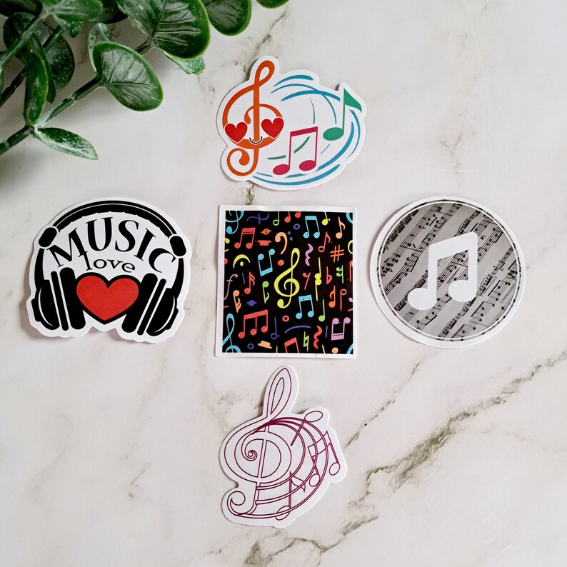 Vinyl Music Note Sticker Pack| Pack of 5| Waterproof Music Stickers ...