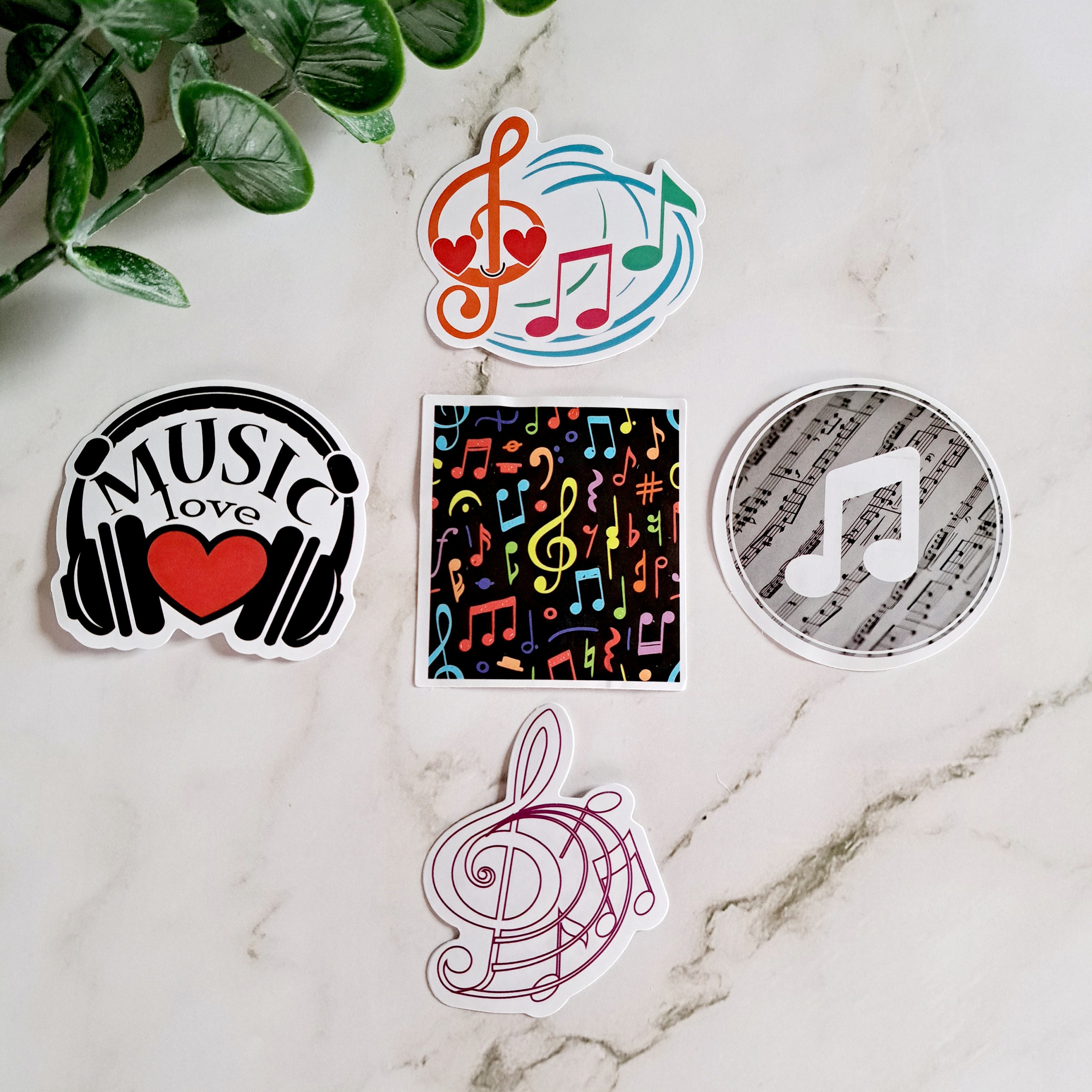 Vinyl Music Note Sticker Pack Pack of 5 Waterproof Music Stickers Water ...