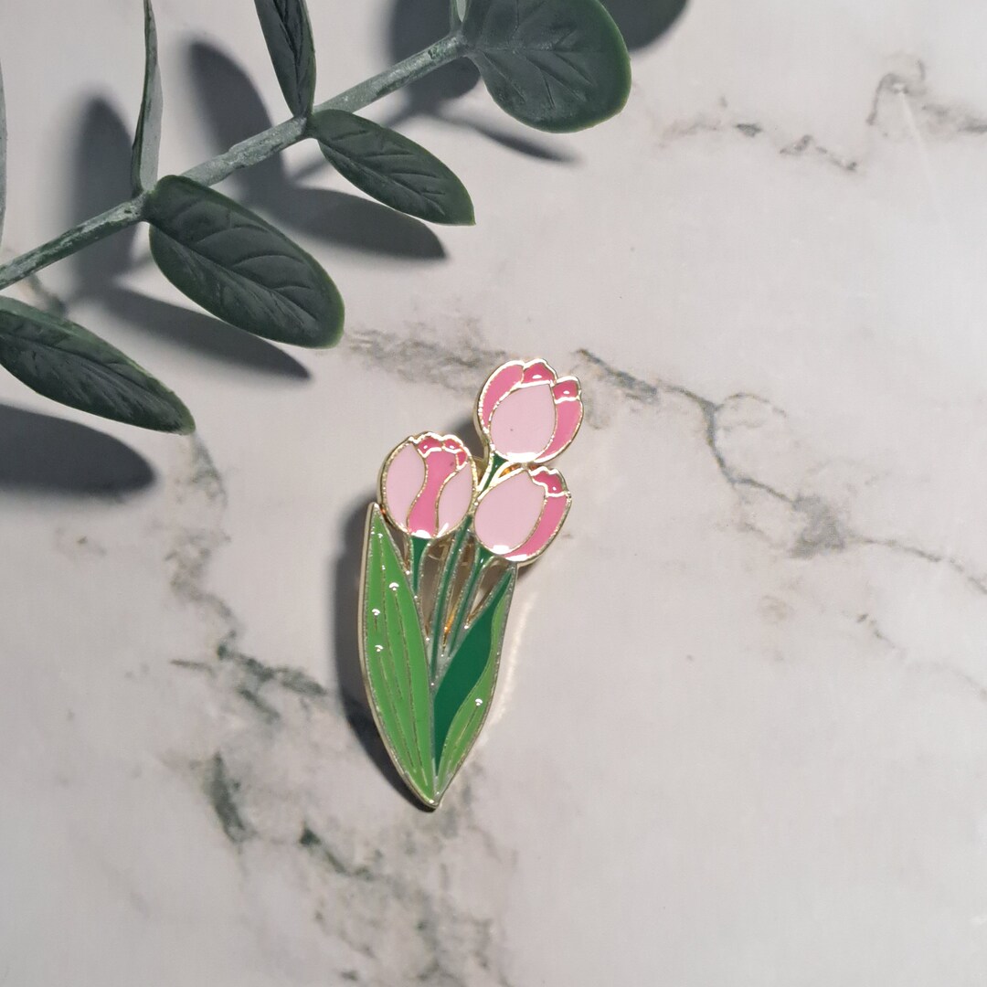 Pink Enamel Tulip Pin| Flower Accessory - Etsy