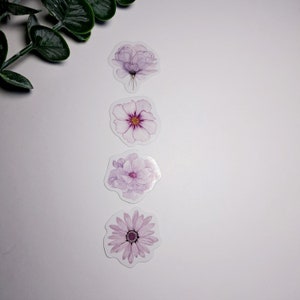 Mini Purple Flower Sticker Pack| Pack of 6| Floral Planner Stickers ...
