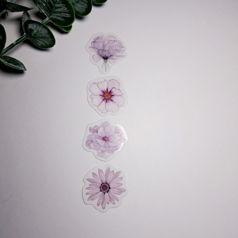 Mini Purple Flower Sticker Pack Pack of 6 Floral Planner Stickers ...