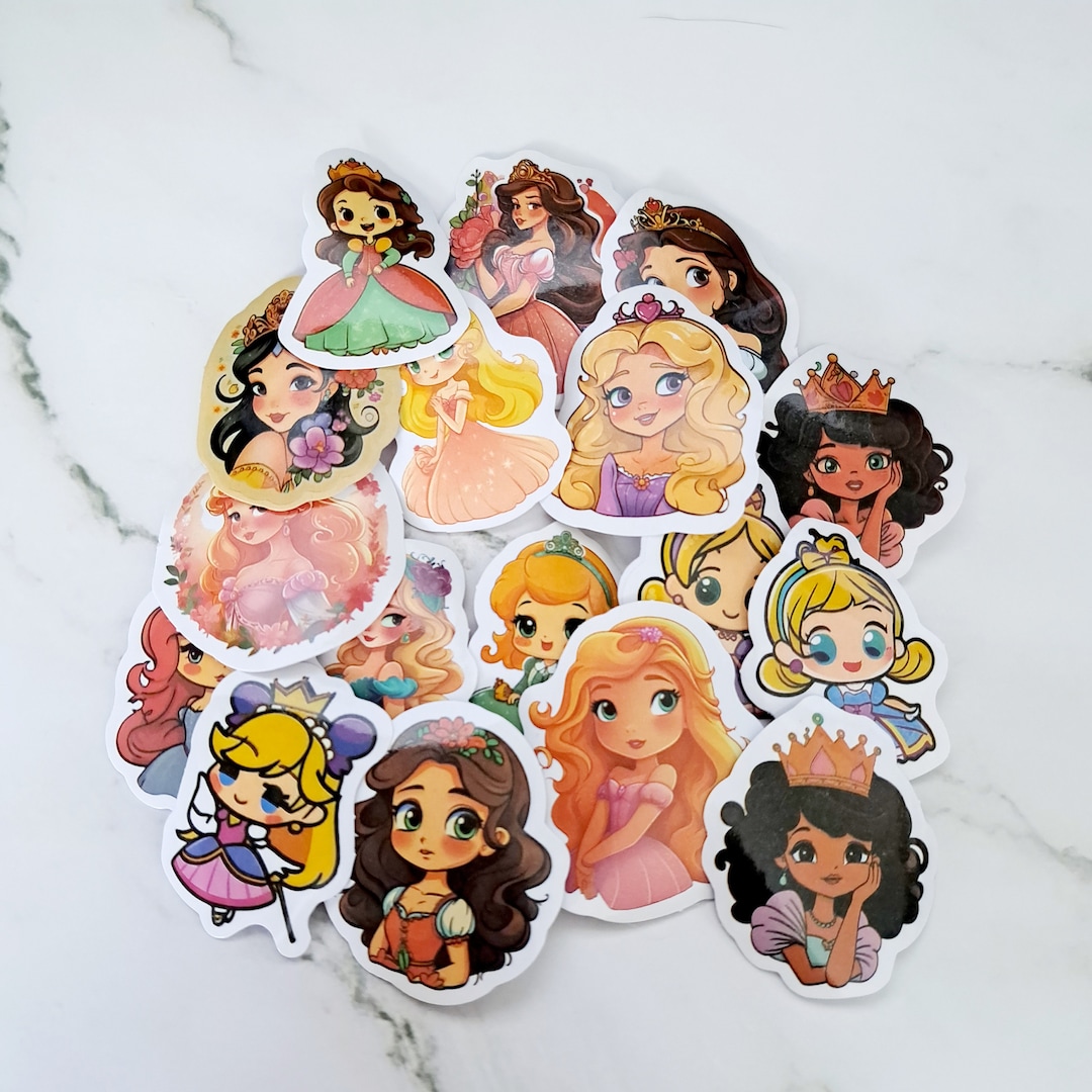 Princess Sticker Pack| Pack of 5| Cartoon Stickers for Kids| Notebooks ...