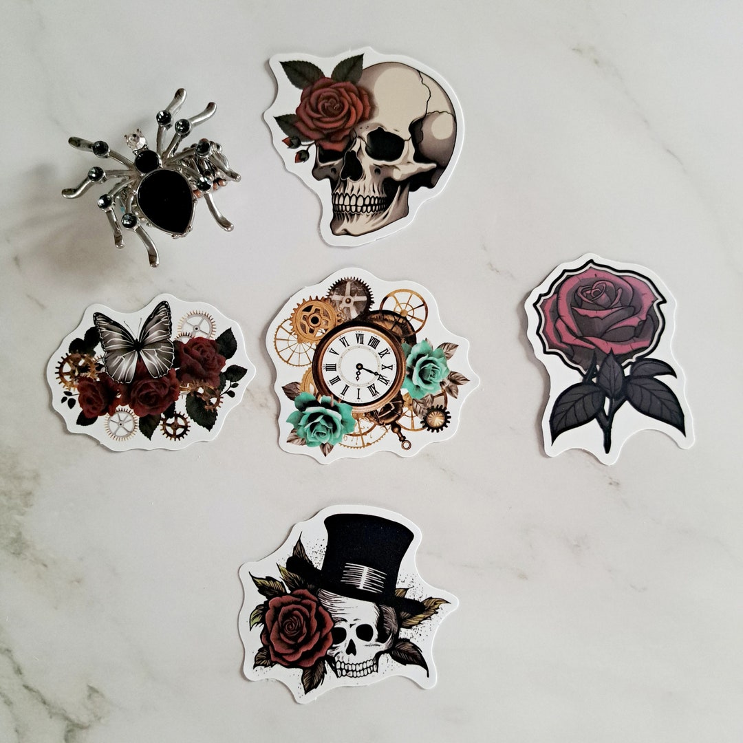 Gothic Rose Sticker Pack| Pack of 5| Waterproof Steampunk Stickers ...