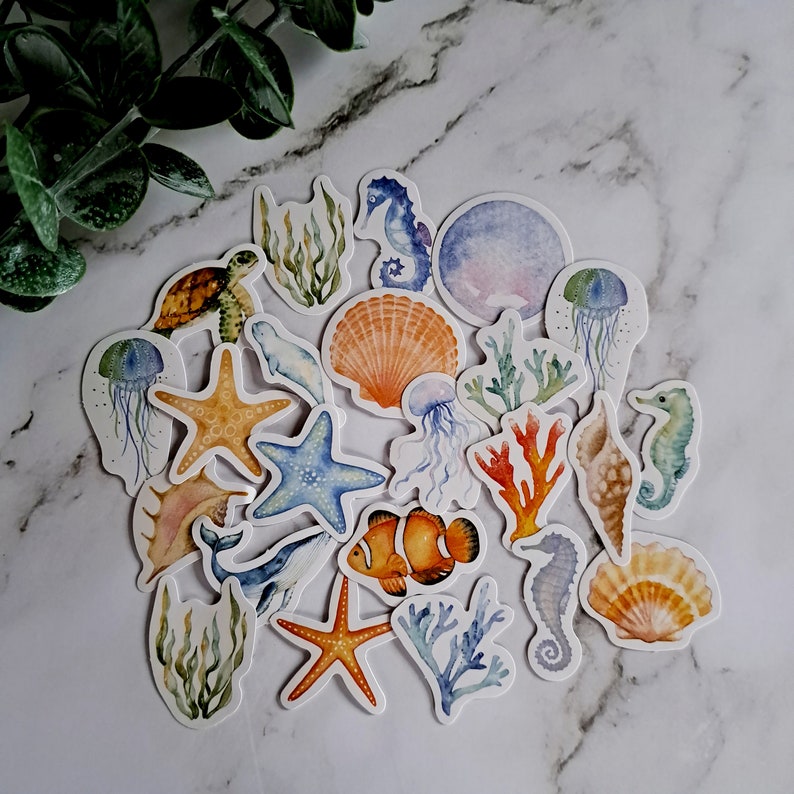 Mini Ocean Creatures Sticker Pack Pack of 6 Cute Marine - Etsy