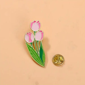 Pink Enamel Tulip Pin| Flower Accessory - Etsy